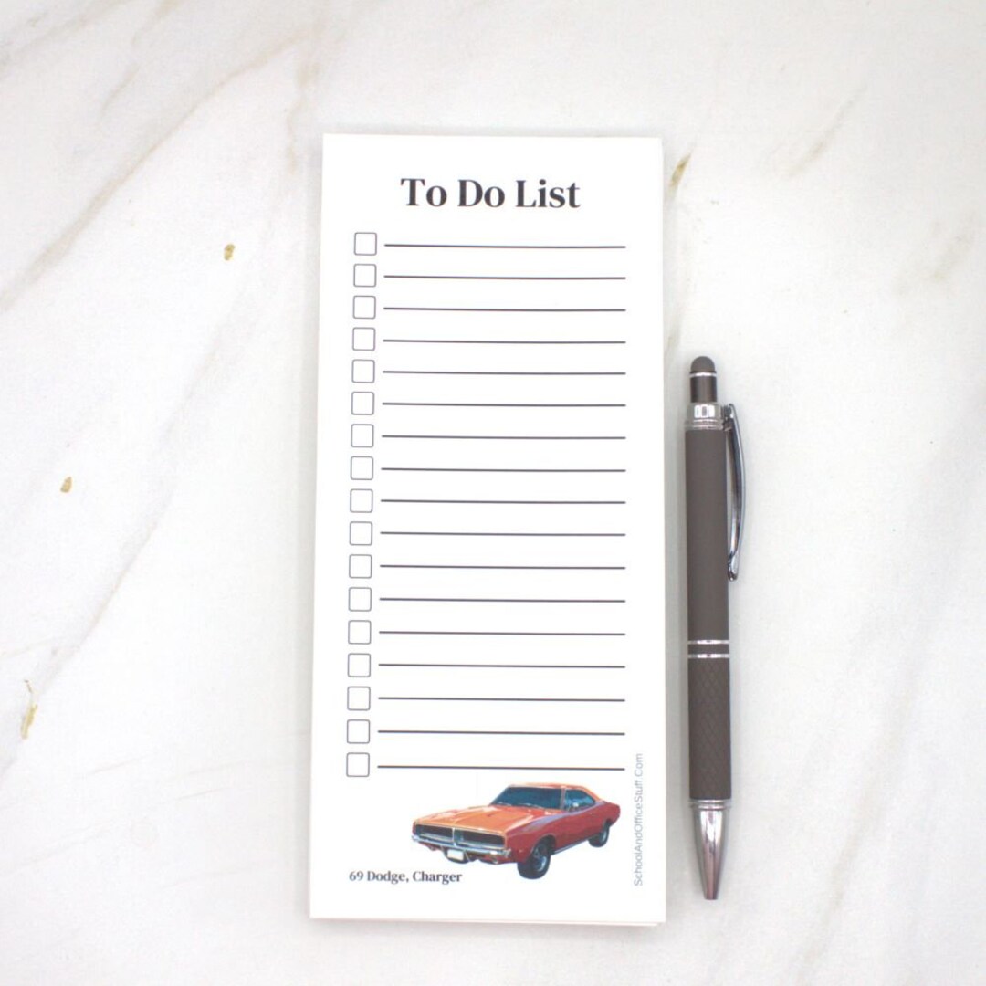 1969 Dodge Charger Muscle Car Checklist Memo Pad, 3.5x8 List Pad ...