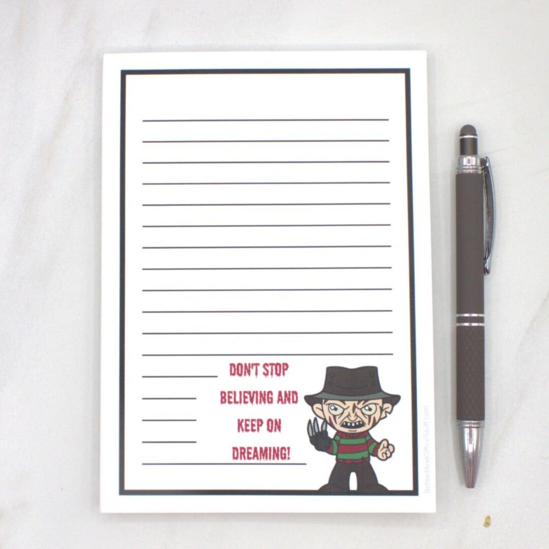 Freddy Kruger Notepad, Slasher Memo Notepad, 5x7 Notepad, Horror Movie ...