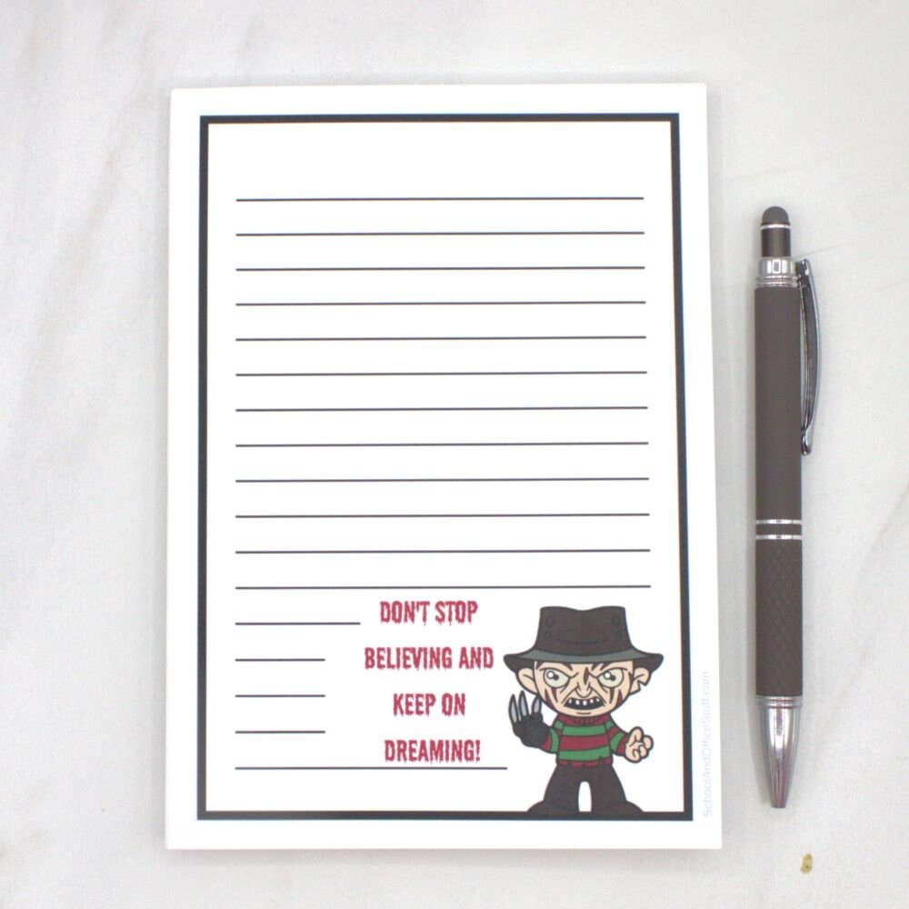 Freddy Kruger Notepad, Slasher Memo Notepad, 5x7 Notepad, Horror Movie ...