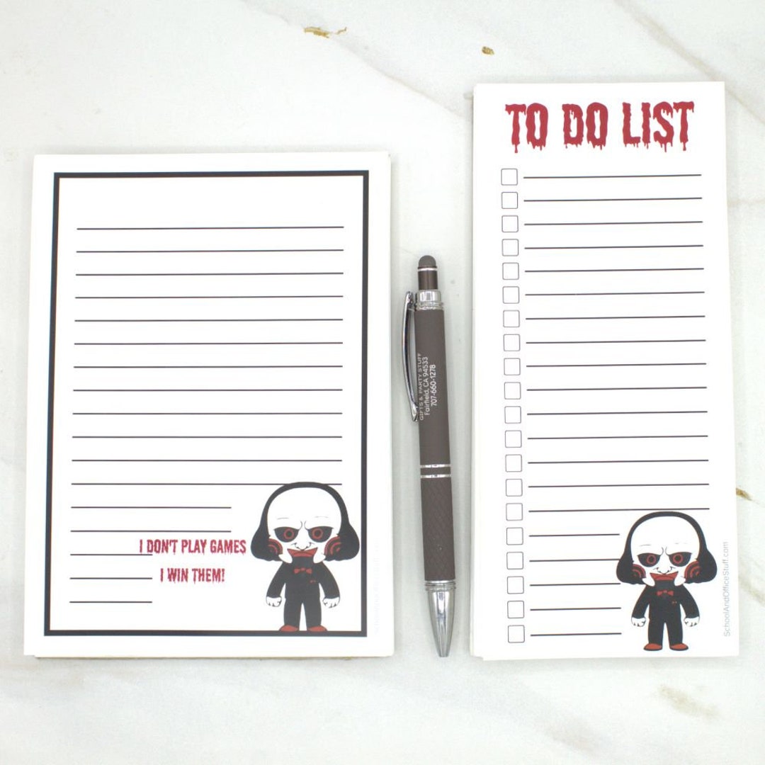 Horror Movie Villain Notepad Set, Checklist Pad, Memo Pad, Personalized ...