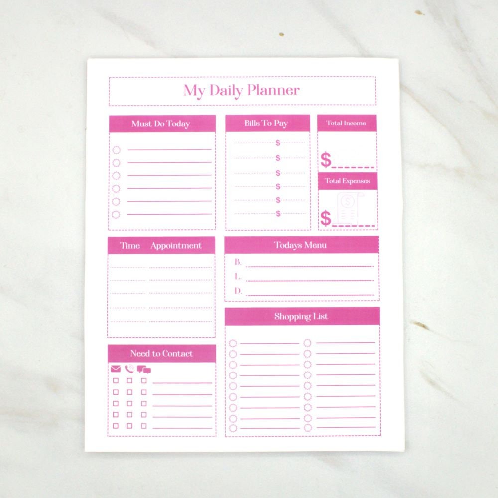 Daily Planner Pad pink Agenda Notepad 8x10 Notepad - Etsy