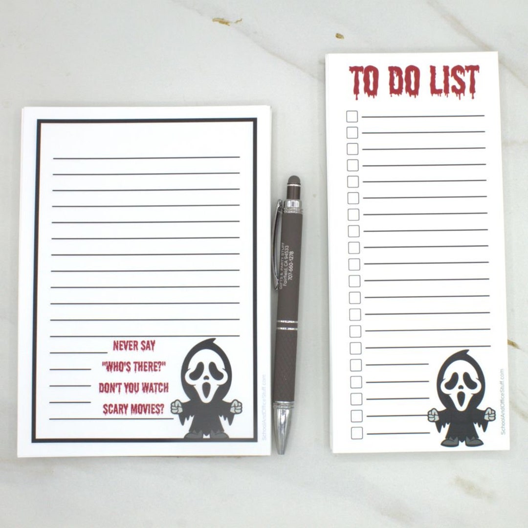Horror Movie Villain Notepad Set, Checklist Pad, Memo Pad, Personalized ...