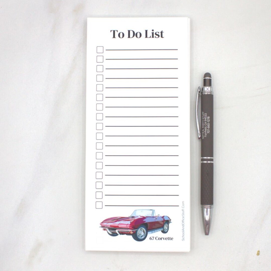 1967 Corvette Vintage Muscle Car Checklist Memo Pad, 3.5x8 List Pad ...