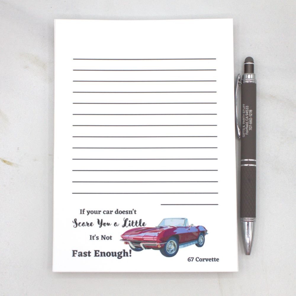 1967 Corvette Vintage Muscle Car Notepad, 5x7 Notepad, Memo Pad ...