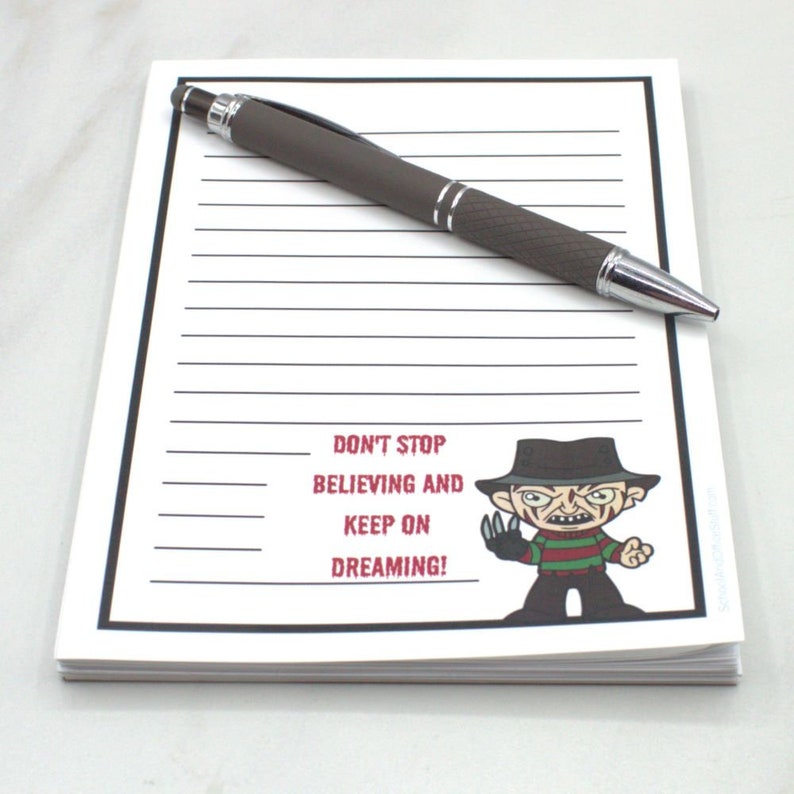 Freddy Kruger Notepad, Slasher Memo Notepad, 5x7 Notepad, Horror Movie ...