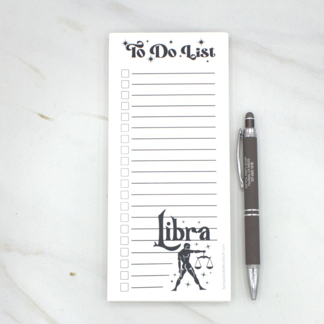 Libra Zodiac Checklist Memo Pad, 3.5x8 List Pad, Memo Pad, Personalized ...