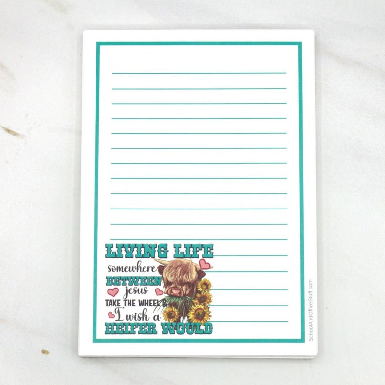 Cow Memo Notepad, Highland Cow Notepad, 5x7 Notepad, Western Memo Pad ...