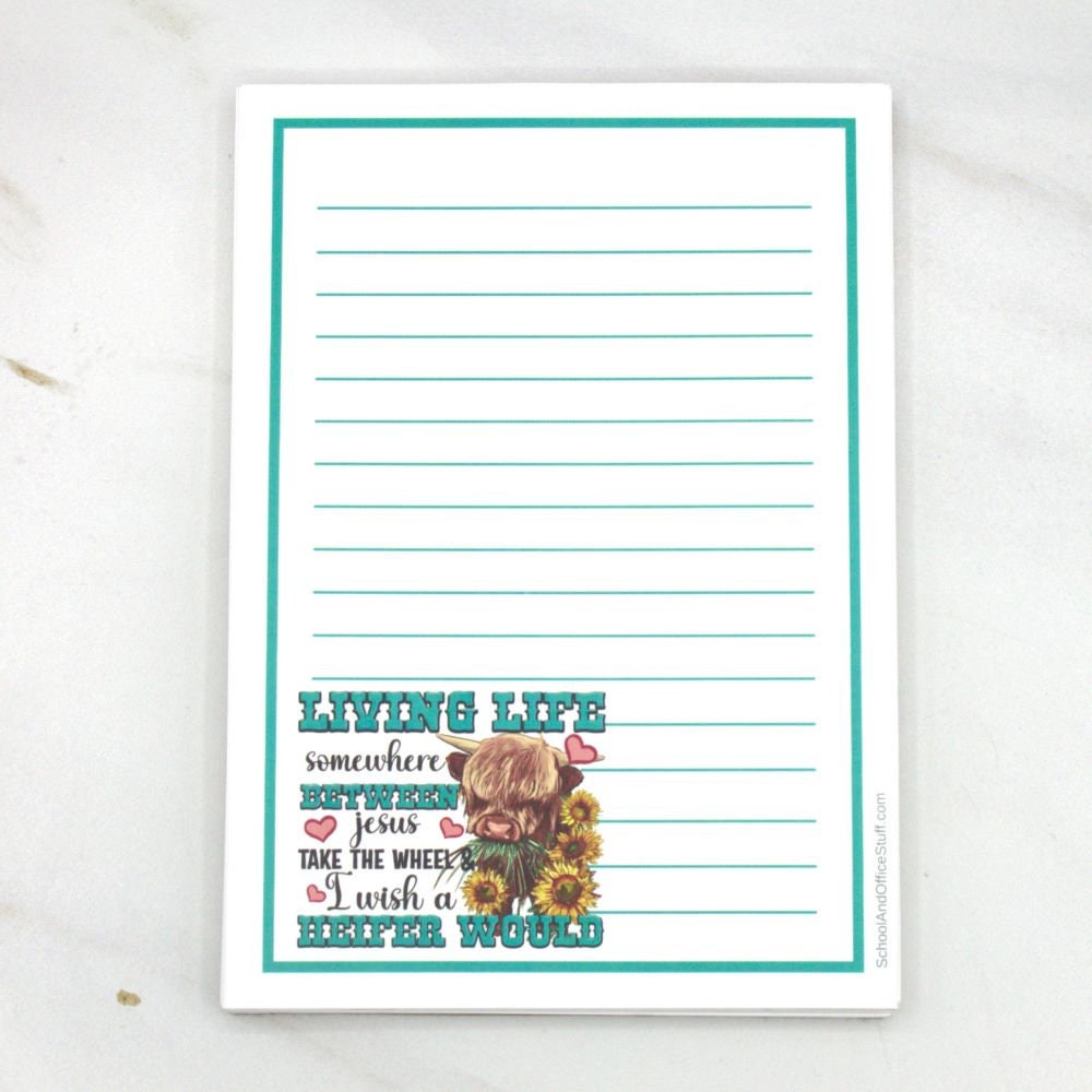 Cow Memo Notepad, Highland Cow Notepad, 5x7 Notepad, Western Memo Pad ...