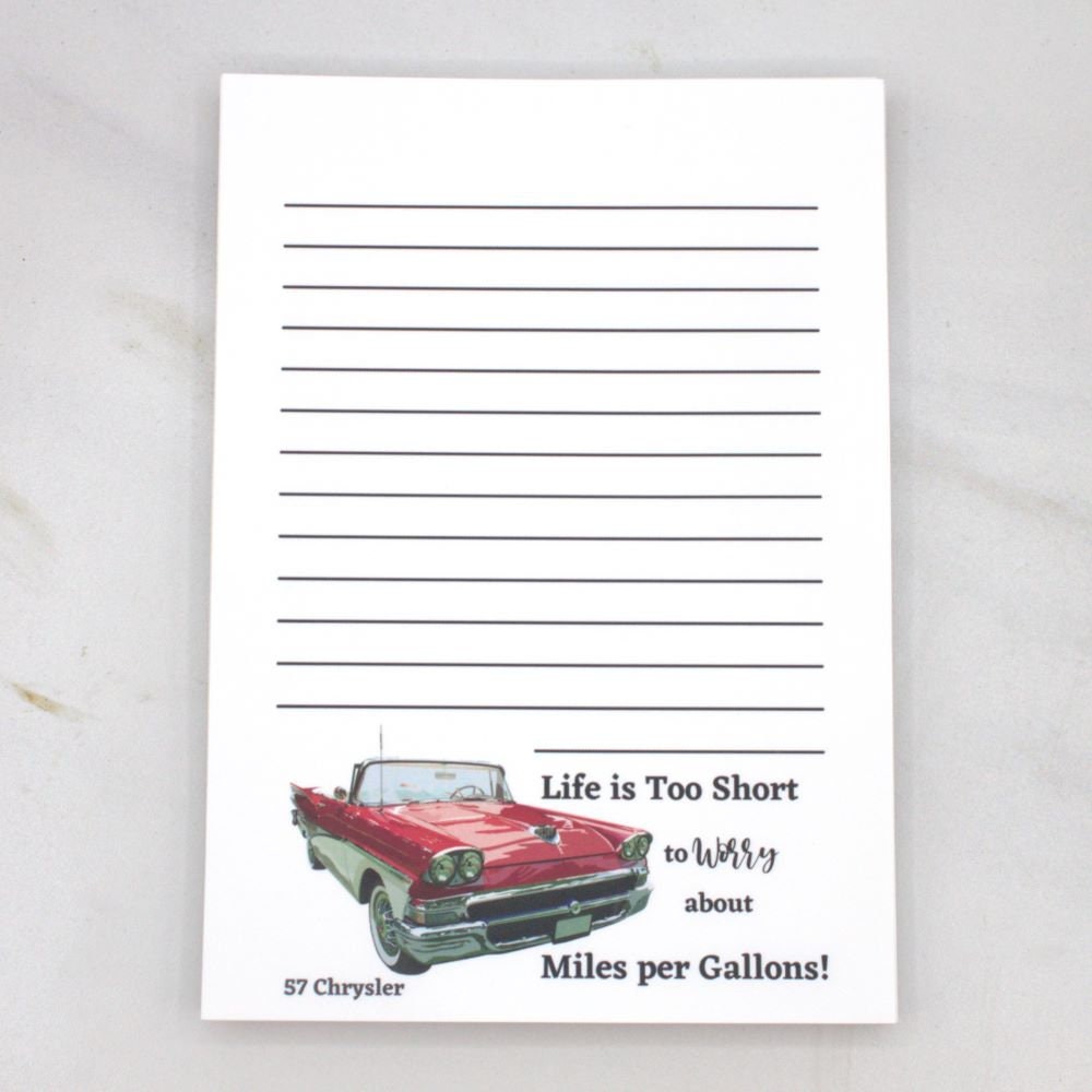 1957 Chrysler Vintage Muscle Car Notepad, 5x7 Notepad, Memo Pad ...