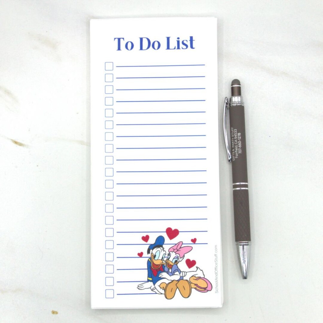 Donald Duck and Daisy Duck Checklist Memo Pad 3, 3.5x8 List Pad, Memo ...