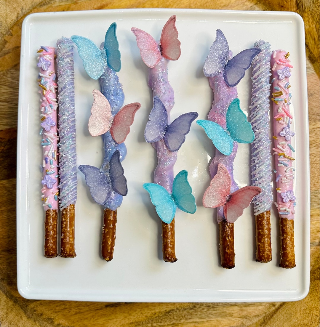 12 Butterfly Themed Dipped Pretzels - Etsy