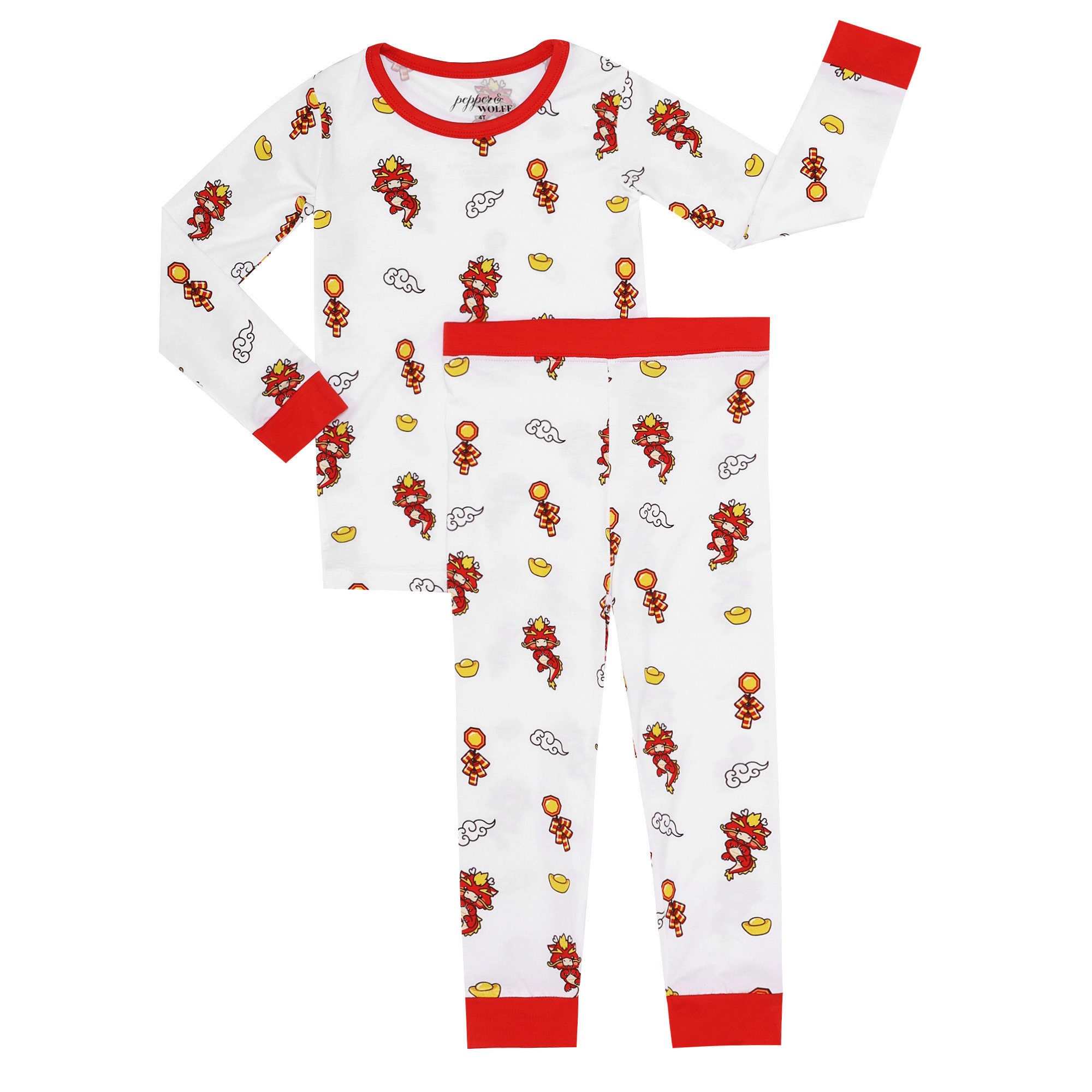 Dragon Lunar New Year Bamboo 2 Piece Kids Pajamas - Etsy