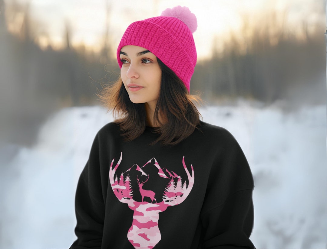 Pink Camouflage Deer Sweatshirt Christian Camo Sweater Pink Camo Shirt ...
