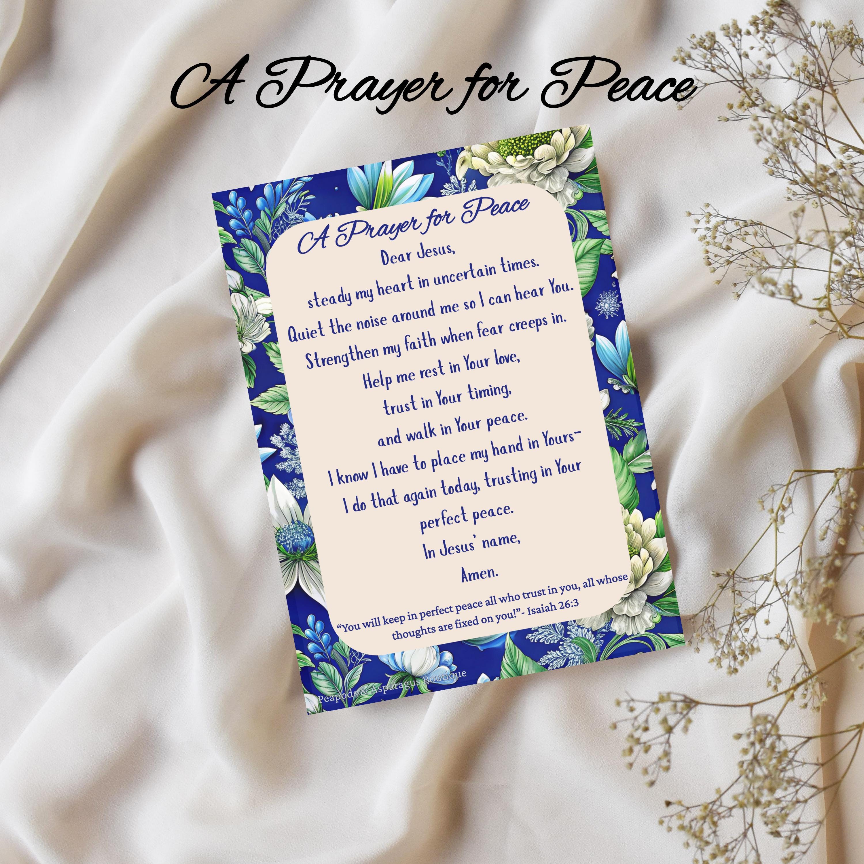 Prayer for Peace Printable Card: Christian Spiritual Support (digital ...