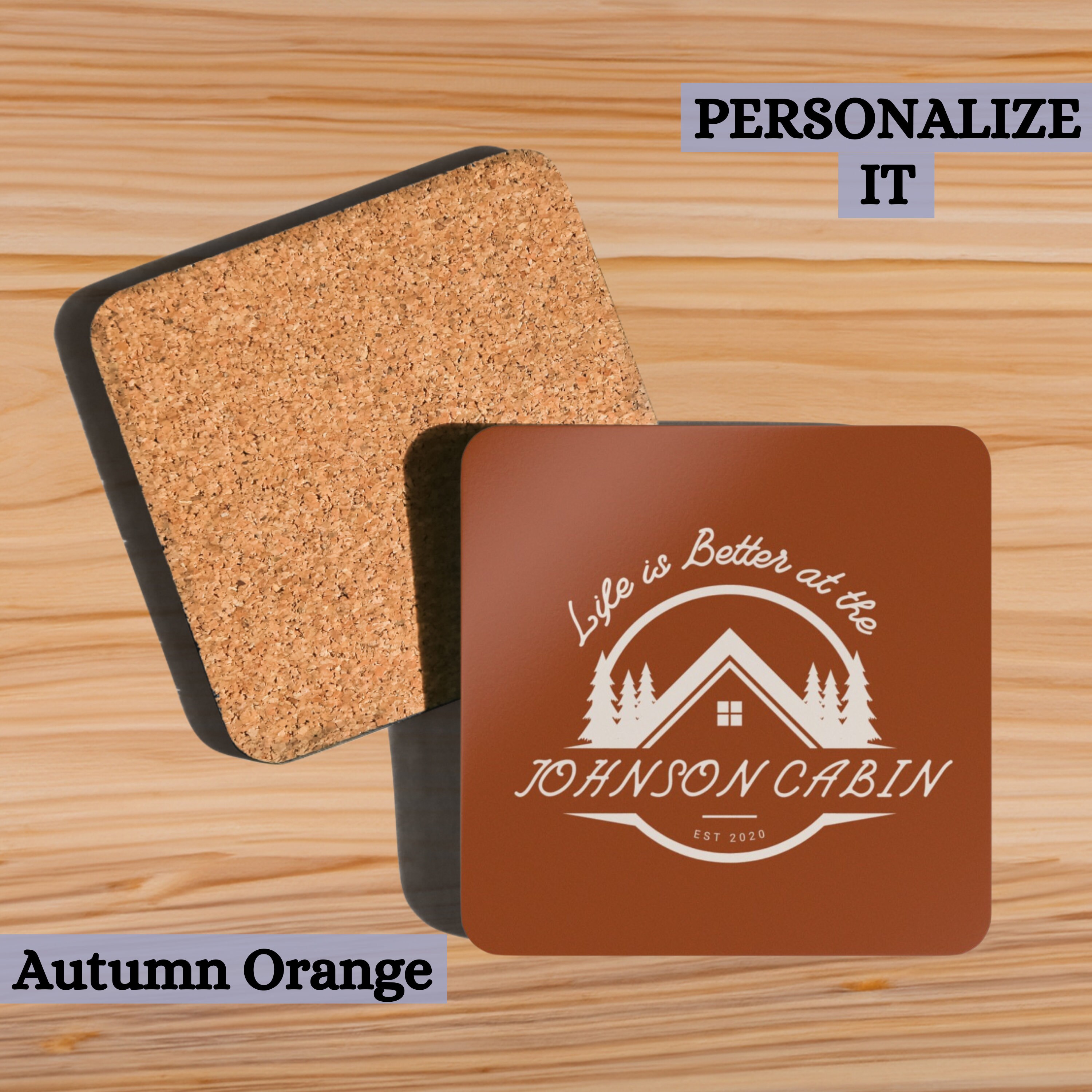 Cabin Coaster Set of 4 Personalized Family Name Coaster Set Custom ...