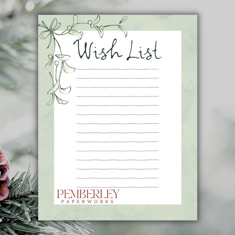 Printable Wish List - Instant Download - Christmas Letter - Christmas ...