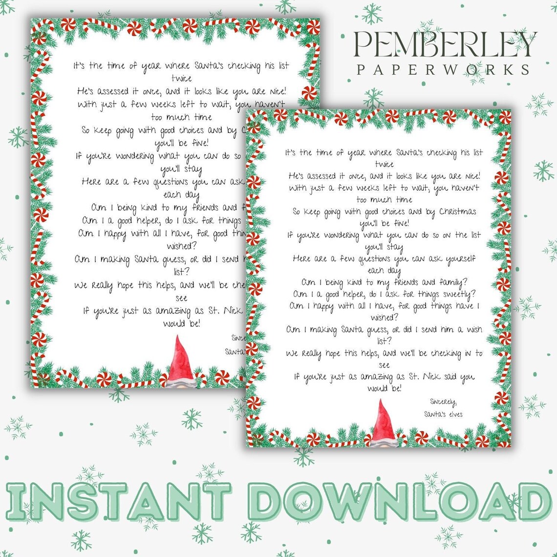 Printable Elf Letter - Instant Download - Christmas Letter ...