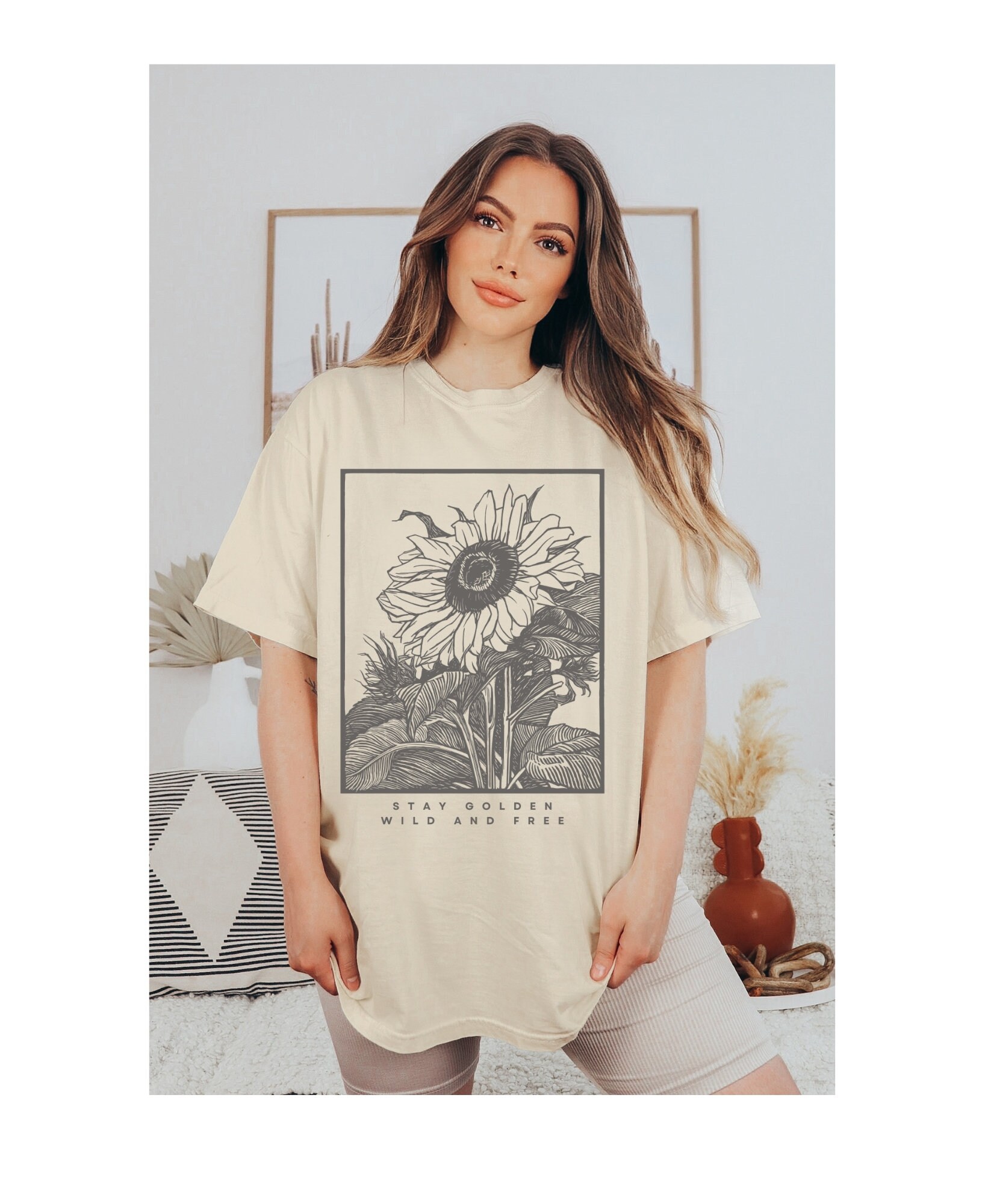 Granola Girl Aesthetic Crew Neck Sweatshirt, Sunflower Wildflower ...
