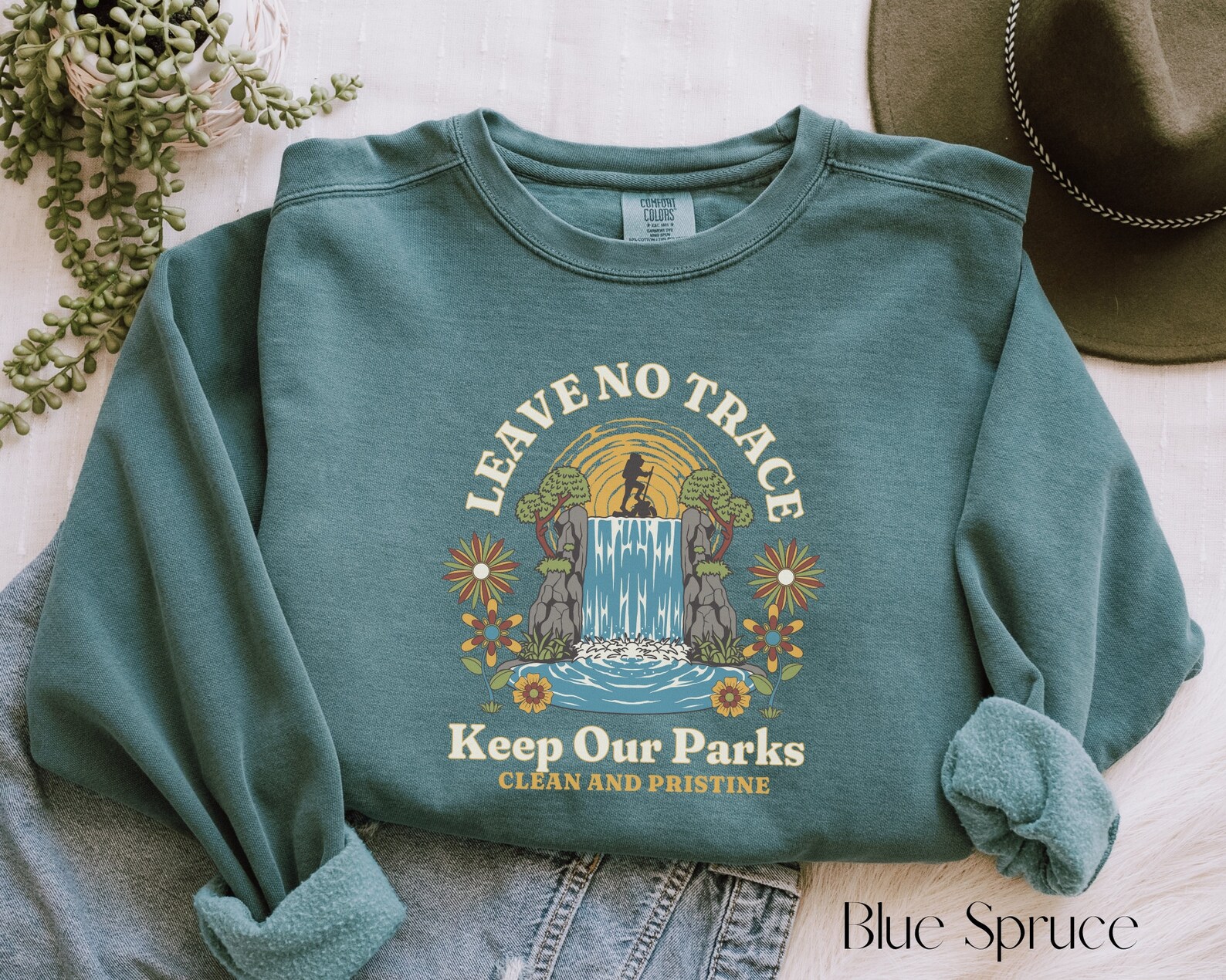 Granola Girl Aesthetic Comfort Colors Crew Neck Sweatshirt, Leave No ...