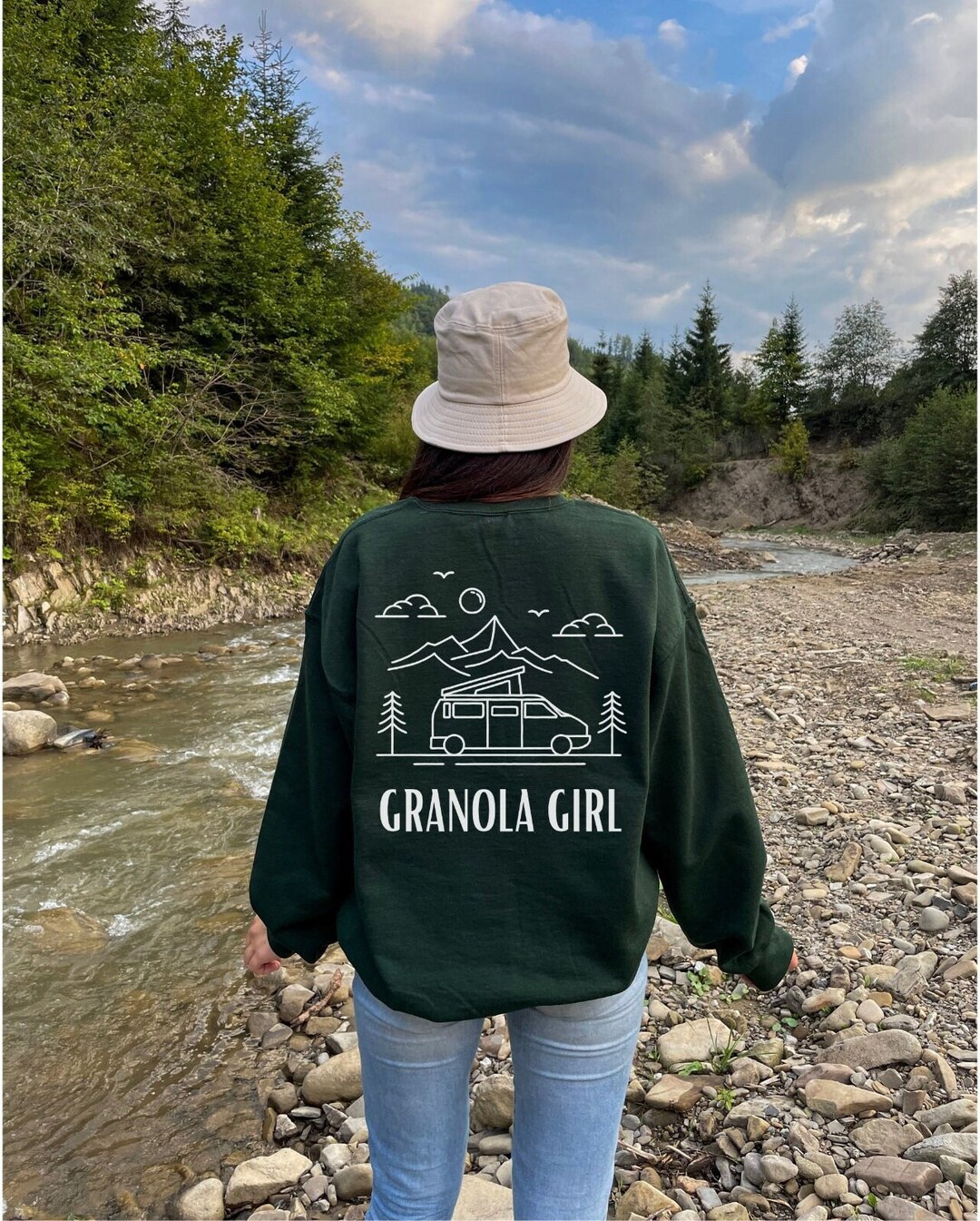 Granola Girl Aesthetic Crew Neck Sweatshirt, Campervan, Naturecore ...