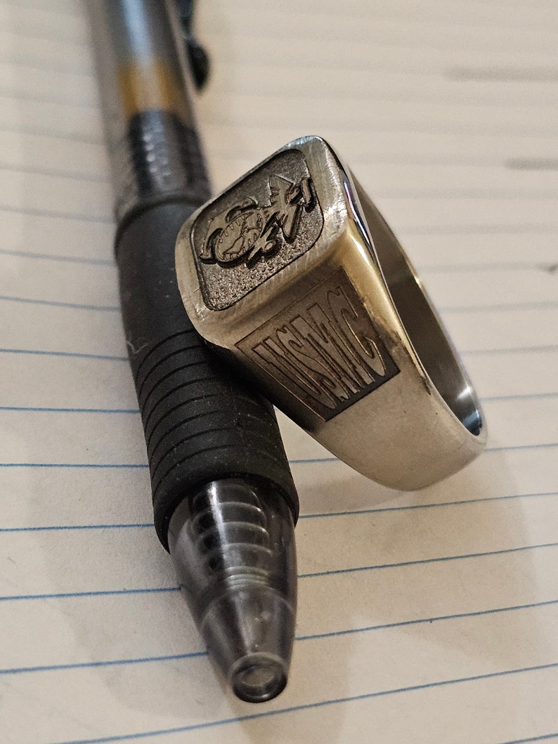 Stainless Steel Engraved Marine Corp Ring - Etsy