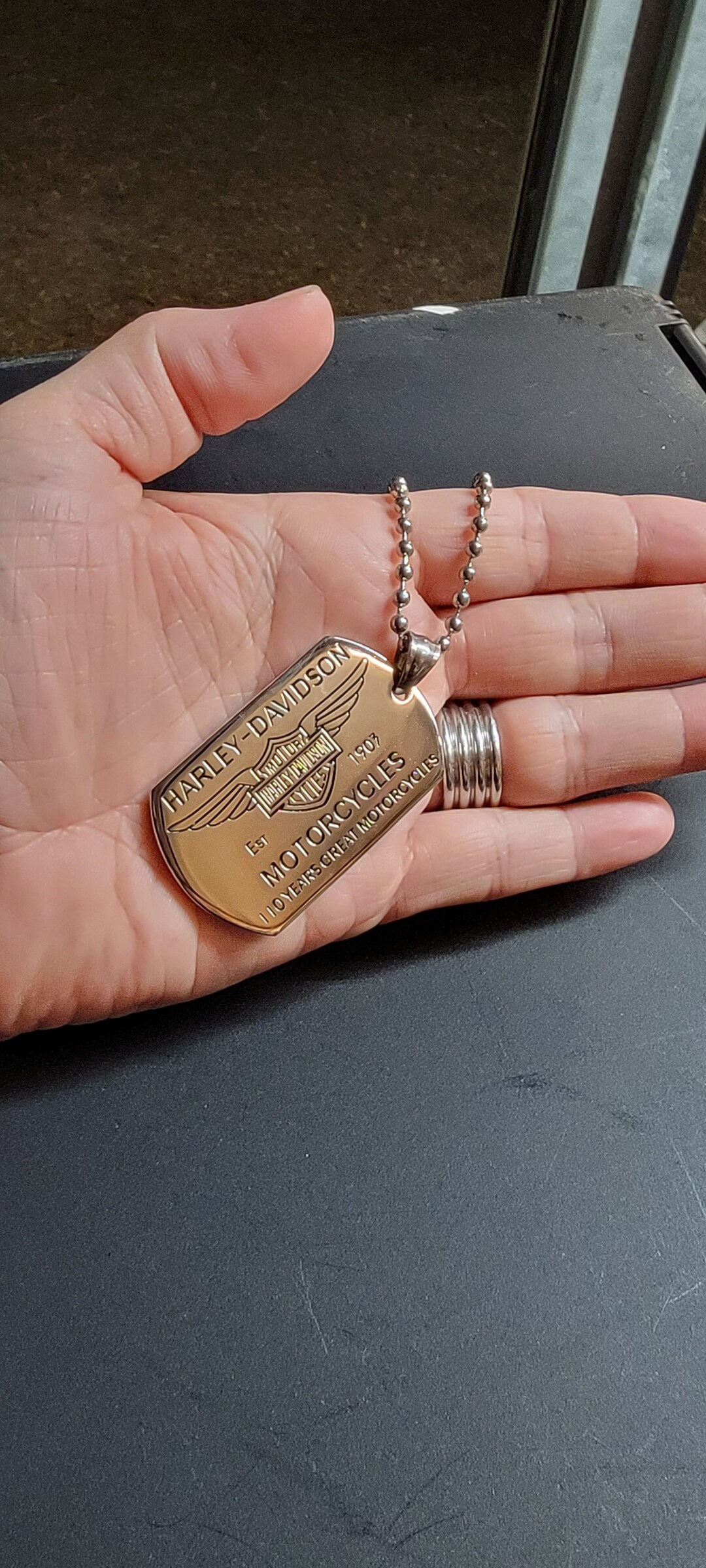 Stainless Steel Harley Davidson Dog Tag Pendant and Necklace - Etsy