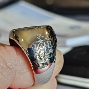 Stainless Steel Engraved US Navy Ring - Etsy