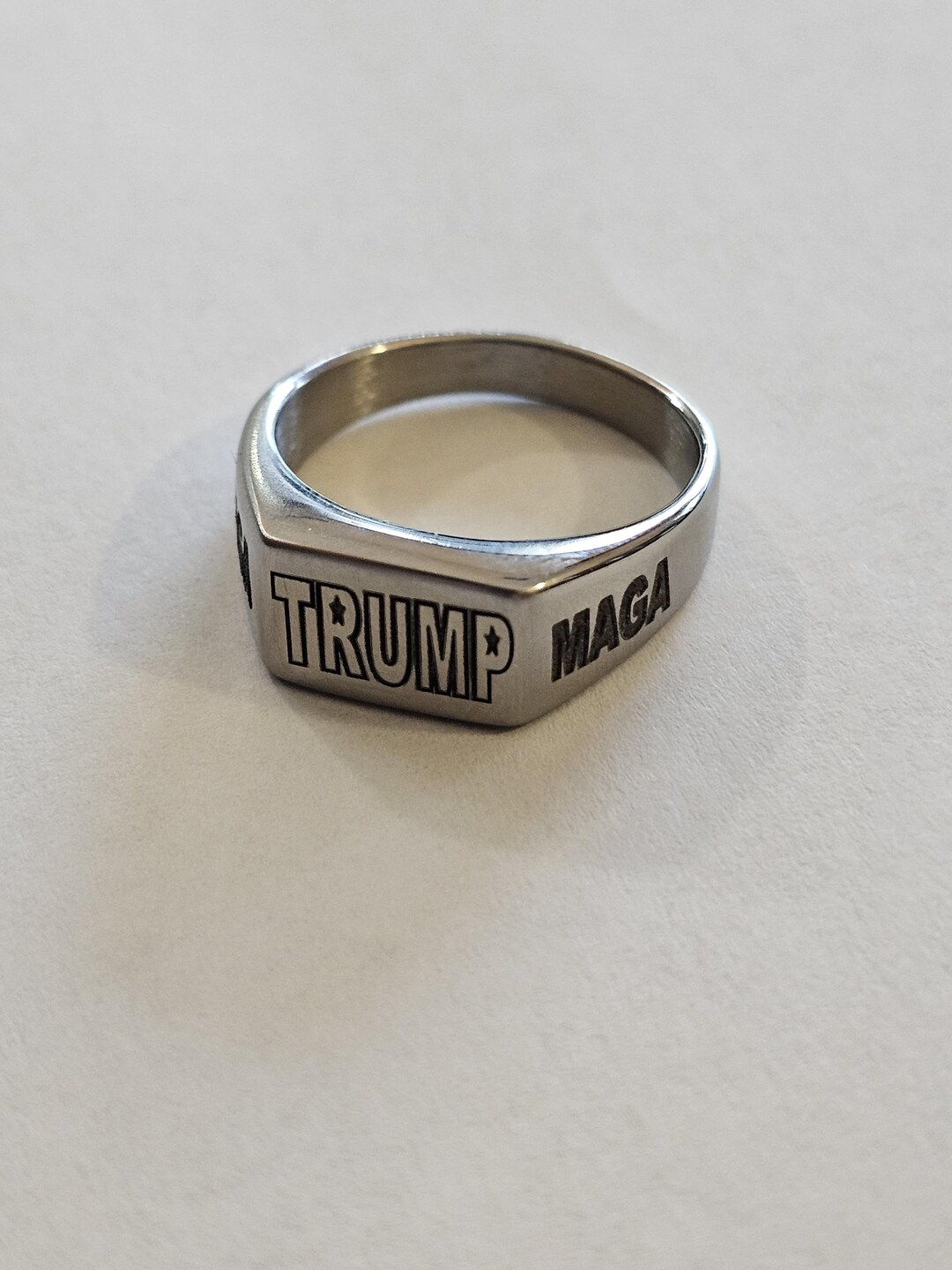 Stainless Steel Engraved Trump MAGA Ring - Etsy