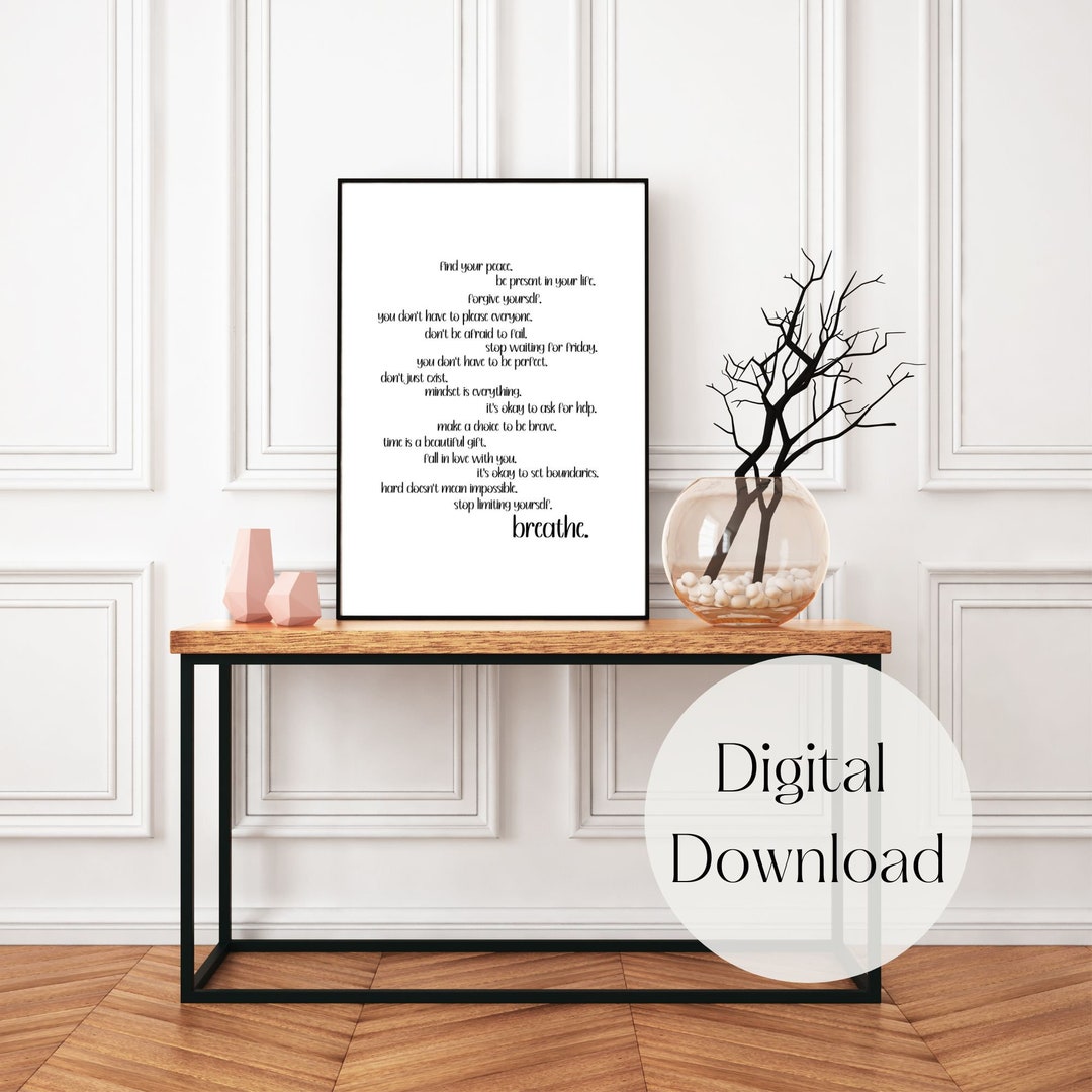 Growth Mindset Minimalist Digital Print Wall Art - Positive ...