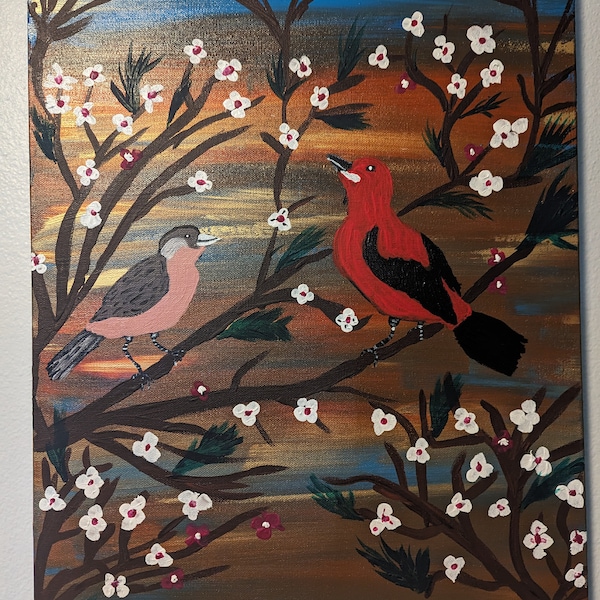 Birds Tree Painting - Etsy