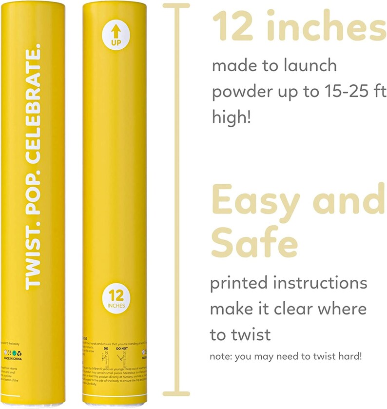 Rainbow Powder Poppers Biodegradable 12 Pride Party Poppers Holi ...