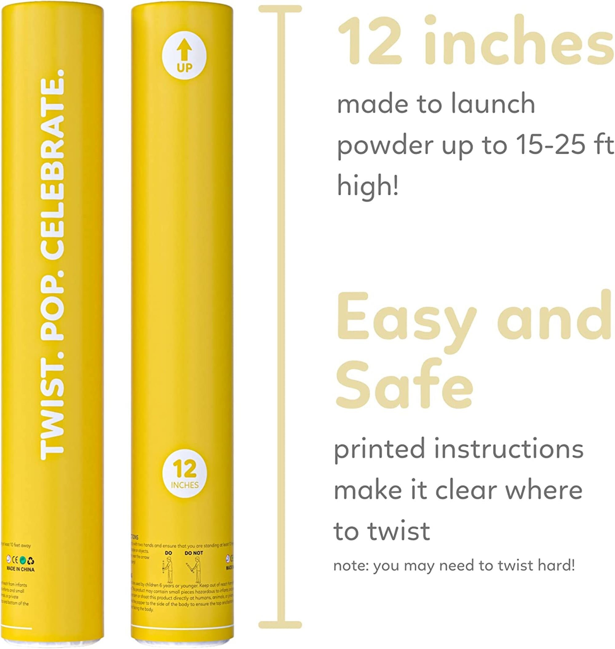 Rainbow Powder Poppers Biodegradable 12 Pride Party Poppers Holi ...