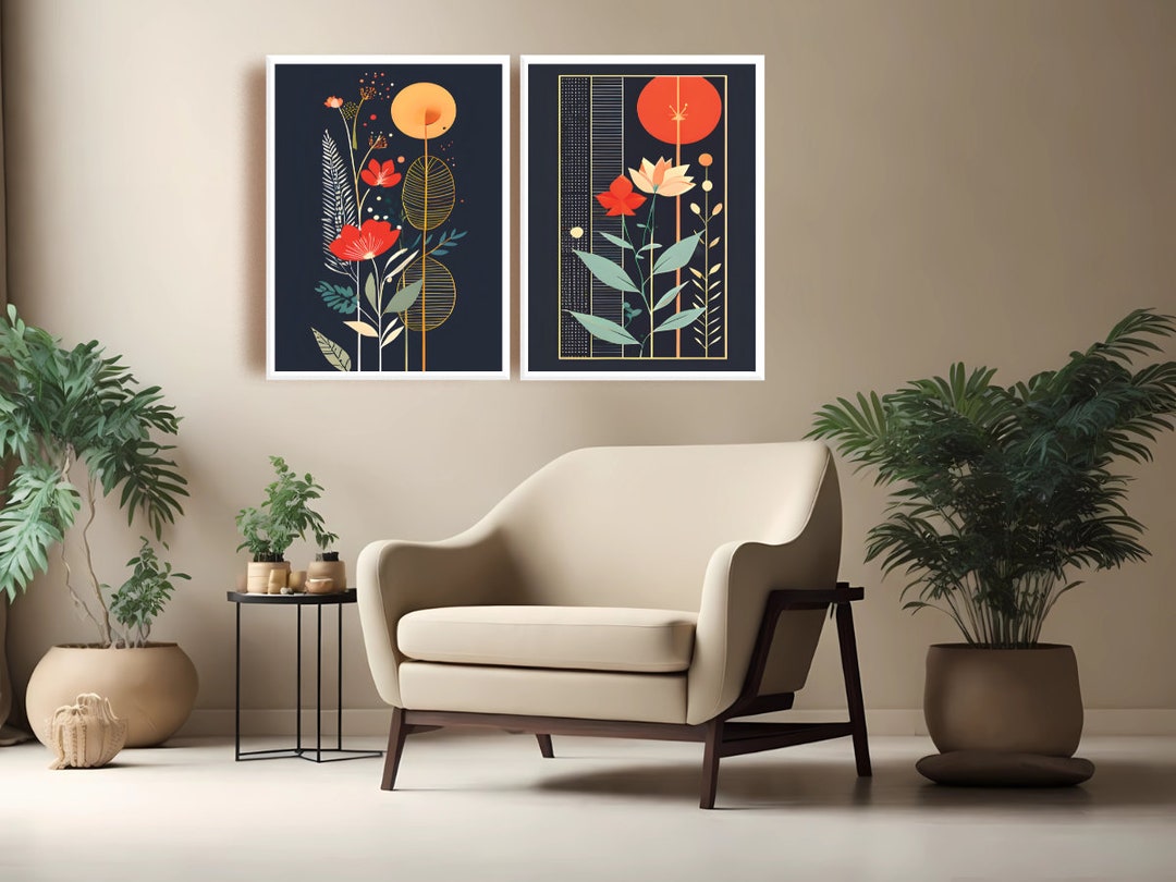 Boho Flower Wall Art, Boho Floral Poster, Neutral Simple Print ...