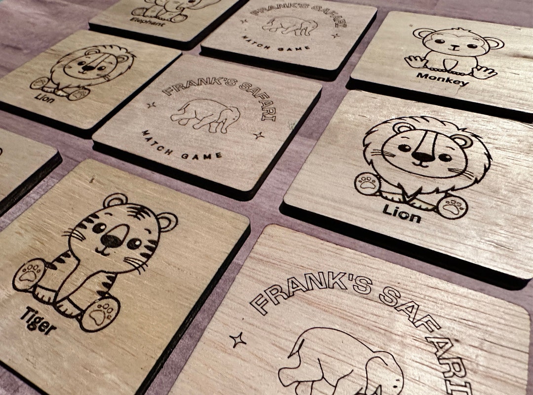 Personalized Wooden Safari Match Game for Toddlers | Develop Motor and ...