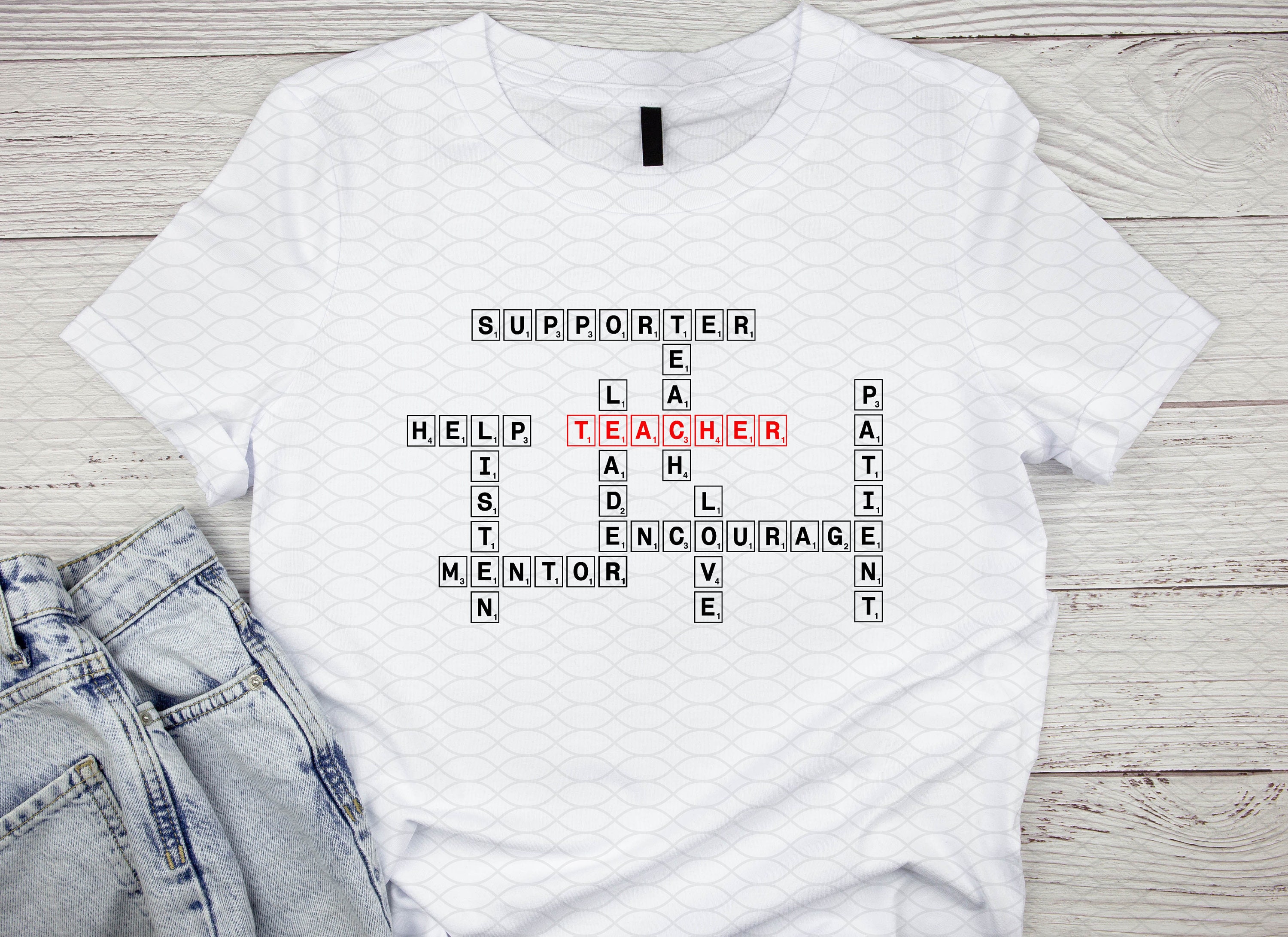 Teacher Shirt Scrabble PNG and SVG File - Etsy