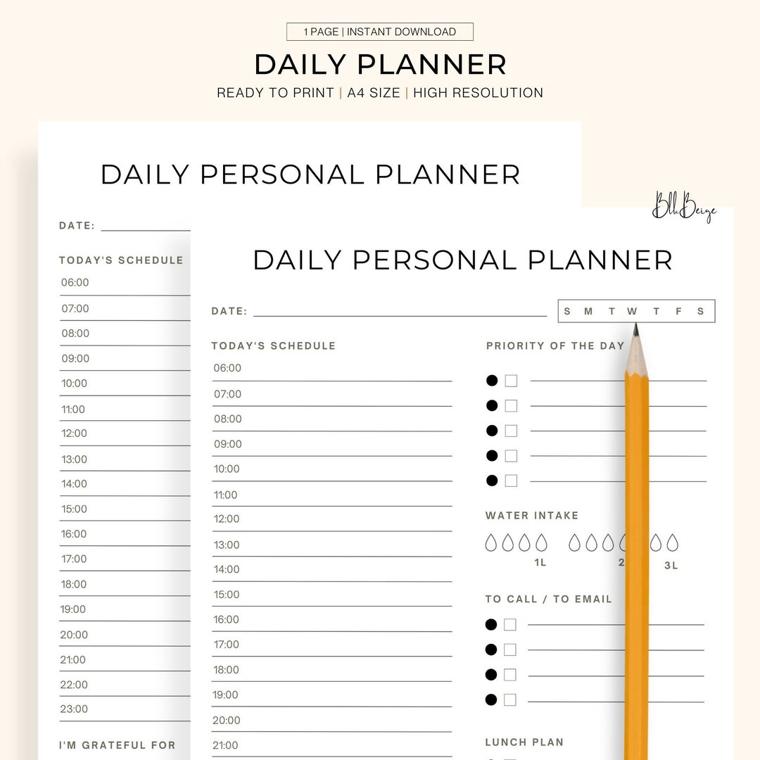 Daily Personal Planner Printable - Etsy