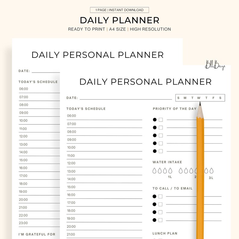 Daily Personal Planner Printable - Etsy