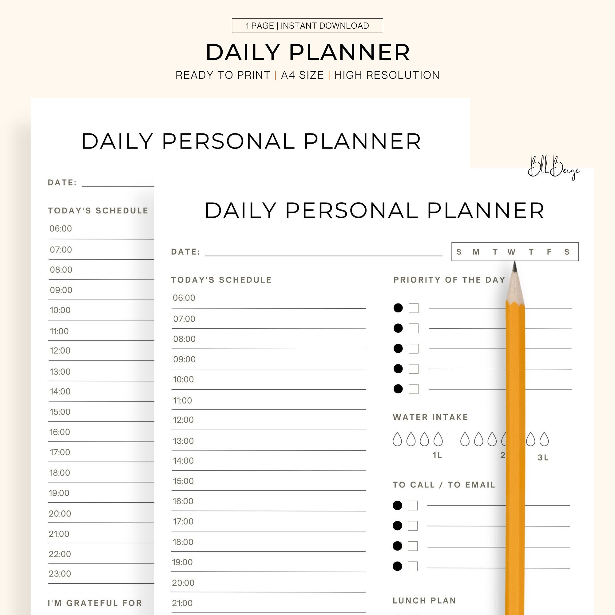 Daily Personal Planner Printable - Etsy