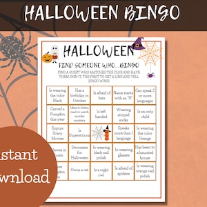 Halloween Bingo Game Halloween Bingo Card Halloween Game - Etsy