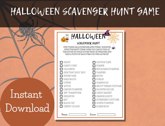 Halloween Scavenger Hunt Halloween Hunt Halloween Games - Etsy