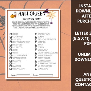 Halloween Scavenger Hunt Halloween Hunt Halloween Games for Kids or ...