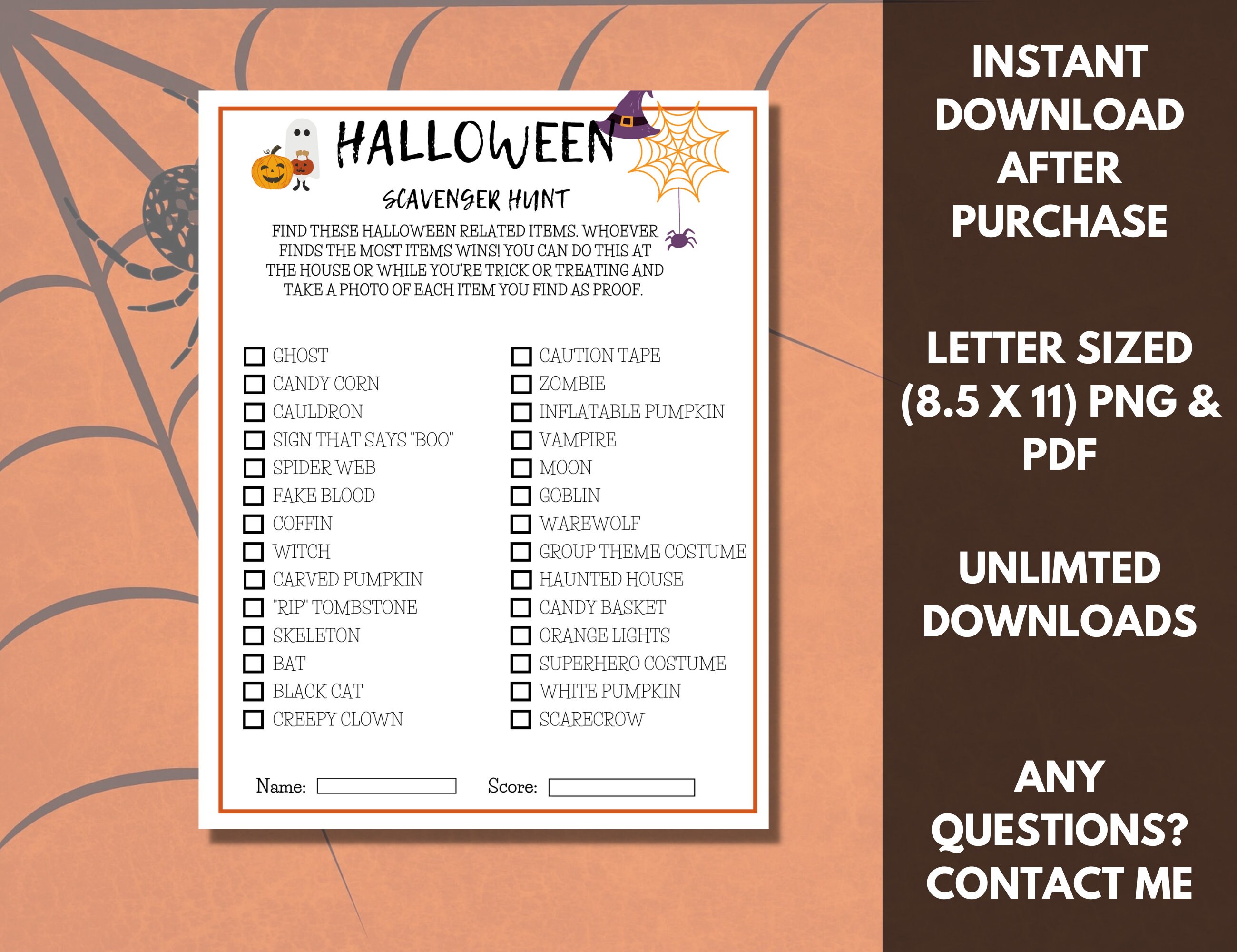 Halloween Scavenger Hunt Halloween Hunt Halloween Games for Kids or ...