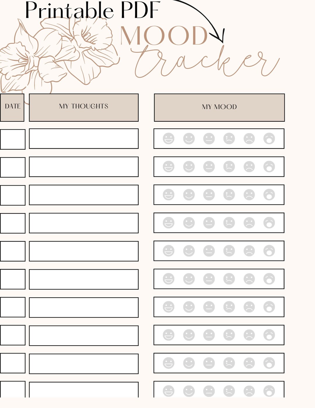 Mood Tracker Printable Wellness Tracker Digital Mood Tracker - Etsy