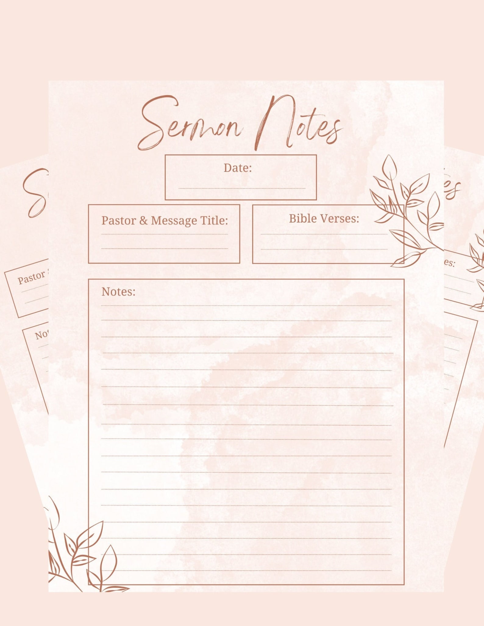 Sermon Notes PDF, Printable Church Notes, Sermon Summary, Faith Journal ...