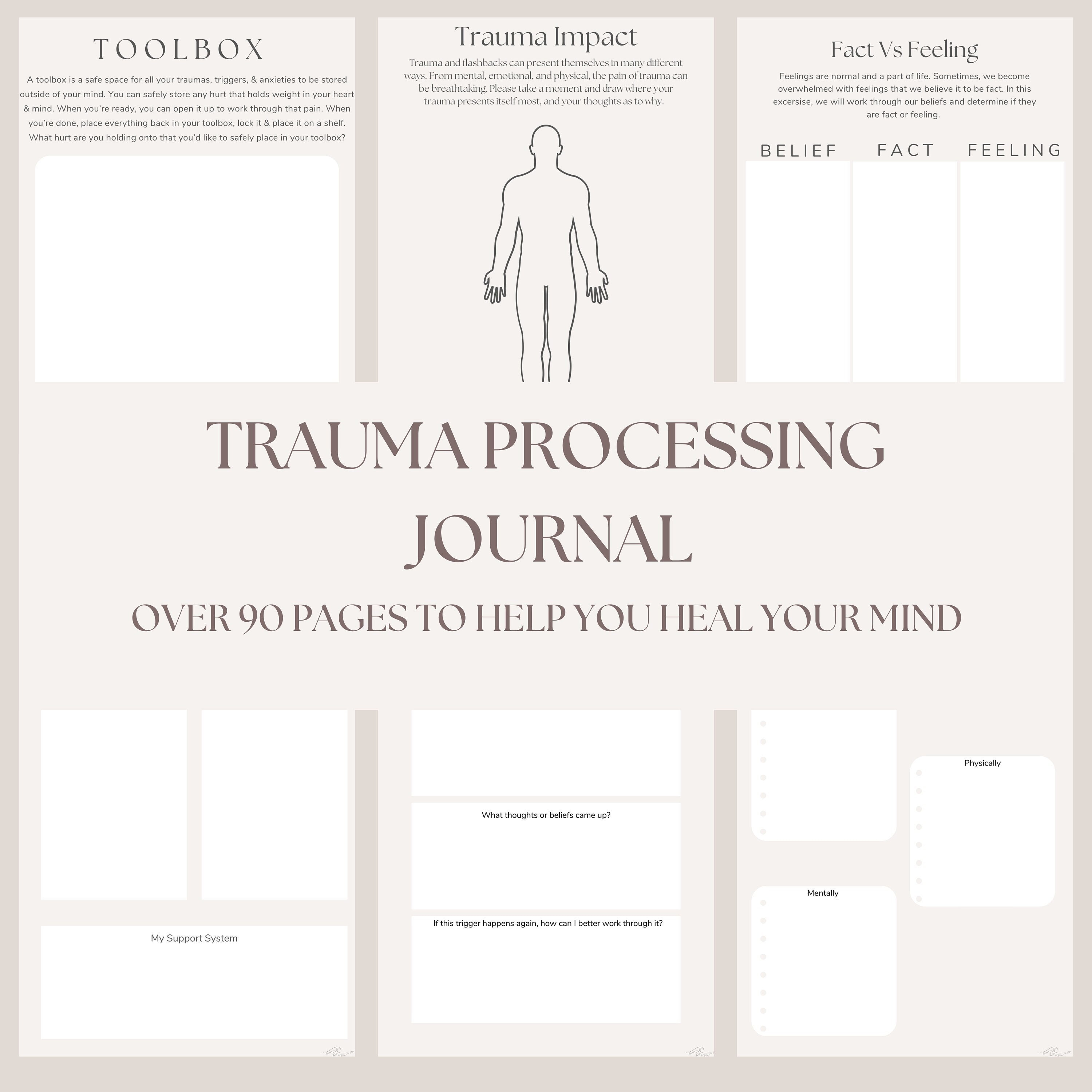 Trauma Processing Journal, PTSD Workbook, Selfcare Journal, Trauma ...
