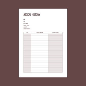 Printable PDF Patient Medical History + Appointment Planner Book ...