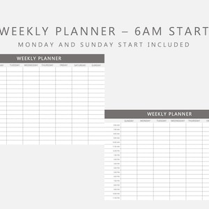 Printable PDF Weekly Schedule 6AM Start, Hourly Planner, Hourly ...