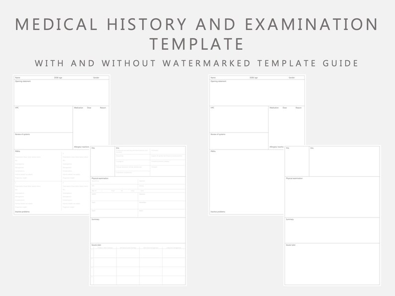 Printable PDF Medical History and Clinical Examination Template ...