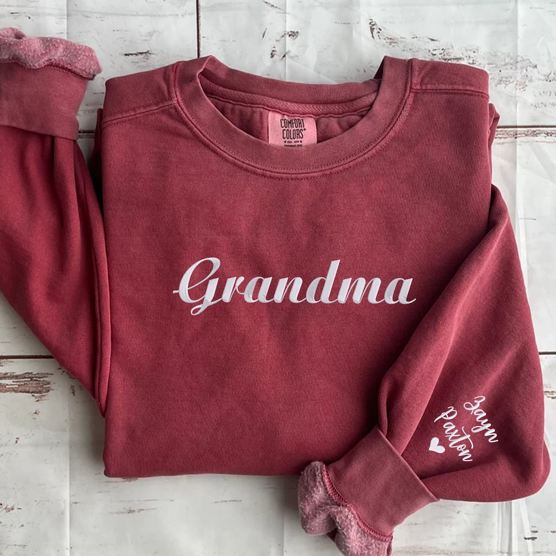 Comfort Colors® EMBROIDERED Grandma Sweatshirt With Grandkids, Mama ...
