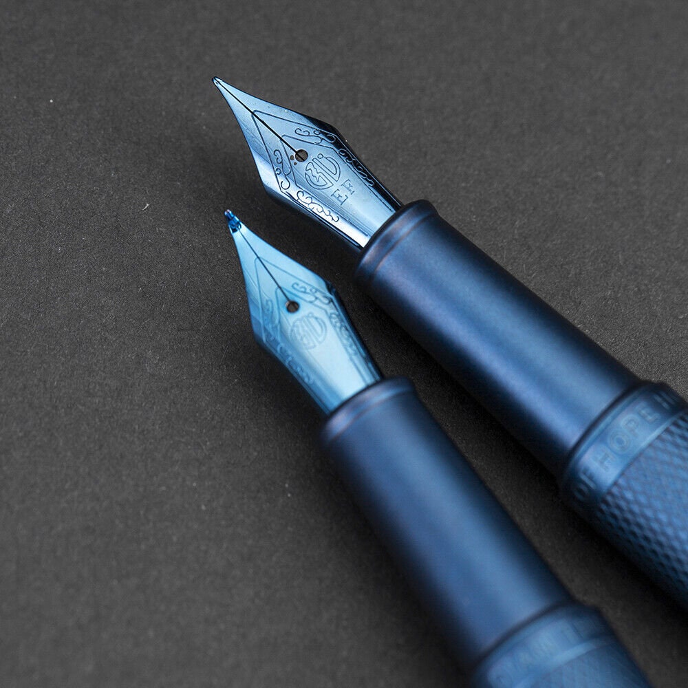 Dark Blue Forest Metal Fountain Pen Blue Ef/f/m/bent Nib With - Etsy